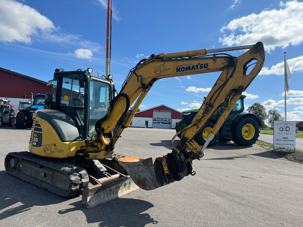 Gravemaskiner på bånd Komatsu, PC55MR-3 MED ROTORTILT OG 3 Maskinbladet